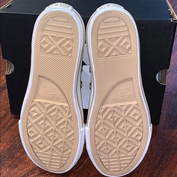 Converse | Shoes | Converse All Star Girls Gold Glitter Shoes New ...